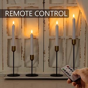 5plots White Flameless Taper Candles with Remote, Timer, Roman Column Led Taper Candles Battery Operated, Led Candlesticks with 3D Flame, 6 Flameless Taper Candles Flickering for Home Christmas Decor