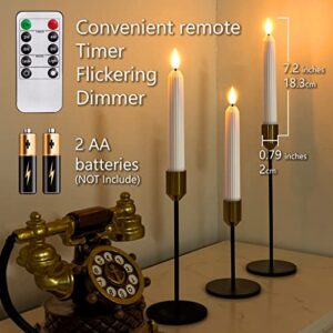 5plots White Flameless Taper Candles with Remote, Timer, Roman Column Led Taper Candles Battery Operated, Led Candlesticks with 3D Flame, 6 Flameless Taper Candles Flickering for Home Christmas Decor