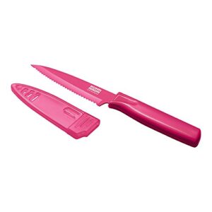 kuhn rikon "colori 1" serrated paring knife, fuchsia