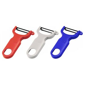 kuhn rikon original swiss peeler 3 piece set, red/white/blue