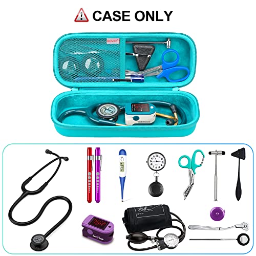 BOVKE Travel Stethoscope Case for 3M Littmann Classic III, Lightweight II S.E, MDF Acoustica Lightweight Stethoscopes, Mesh Pocket for Pen Lights, Medical Scissors and Nurse Accessories, Turquoise