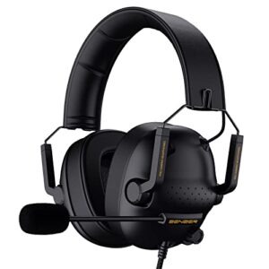 senzer sg500 surround sound pro gaming headset with noise cancelling microphone - detachable memory foam ear pads - portable foldable headphones for pc, ps4, ps5, xbox one, switch - black