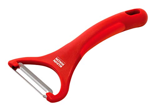 KUHN RIKON Auto Safety LidLifter/Can Opener with Ring Pull, 8 x 2.5 x 2.75 inches, Black & Serrated Piranha “Y" Peeler 6.25" Red