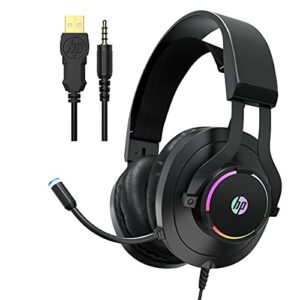 hp gaming xbox one headset with mic, gaming headphones with microphone for ps4, pc, laptop, nintendo switch with noise cancelling microphone, wired over ear head set with led lights