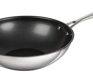 KUHN RIKON Allround Oven-Safe Induction Non-Stick Wok, 24 cm, Stainless Steel, Silver