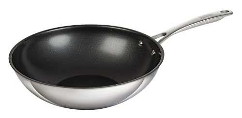 KUHN RIKON Allround Oven-Safe Induction Non-Stick Wok, 24 cm, Stainless Steel, Silver