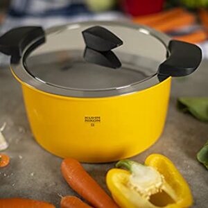 KUHN RIKON Hotpan Serving Casserole Pot, 5 Litre/22 cm, Yellow, Stainless Steel