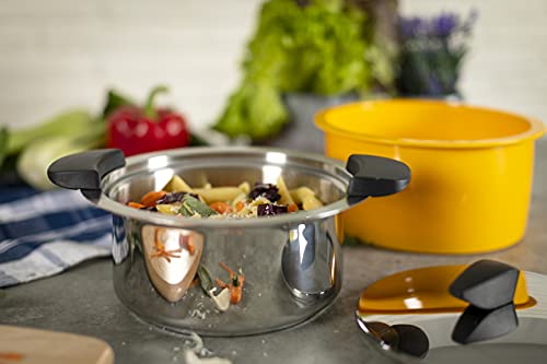 KUHN RIKON Hotpan Serving Casserole Pot, 5 Litre/22 cm, Yellow, Stainless Steel