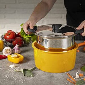 KUHN RIKON Hotpan Serving Casserole Pot, 5 Litre/22 cm, Yellow, Stainless Steel