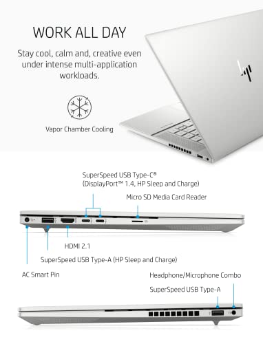 HP Envy 15 Laptop, NVIDIA GeForce RTX 3050, 11th Gen Intel Core i7-11800H, 16 GB RAM, 512 GB SSD, 1080p Touchscreen, Windows 11, Advanced Cooling System, Webcam w/Camera Shutter (15-ep1010nr, 2021)