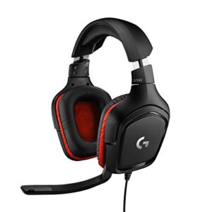 logitech g332 wired gaming headset, rotating leatherette ear cups, 3.5 mm audio jack, flip-to-mute mic, lightweight for pc,xbox one,xbox series x|s,ps5,ps4,nintendo switch, black