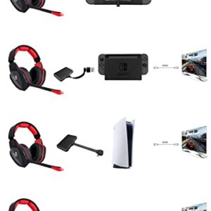 Wireless Gaming Headset Headphones for Nintendo Switch PS5 PS4 PC, 2.4GHz USB Wireless Gamer Headphones for Computer with Detachable Noise Canceling Microphone