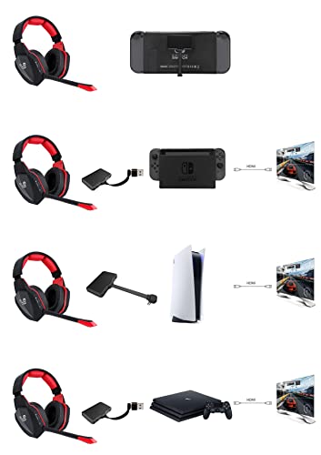 Wireless Gaming Headset Headphones for Nintendo Switch PS5 PS4 PC, 2.4GHz USB Wireless Gamer Headphones for Computer with Detachable Noise Canceling Microphone