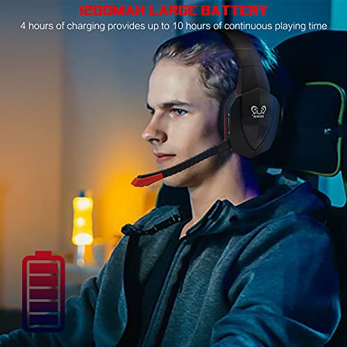 Wireless Gaming Headset Headphones for Nintendo Switch PS5 PS4 PC, 2.4GHz USB Wireless Gamer Headphones for Computer with Detachable Noise Canceling Microphone