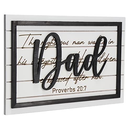 Dad Gifts from Daughter Son - Birthday Gifts for Dad, Christmas Gifts, Christian Gifts for Father, Religious Gifts for Men, Wooden Decorative Sign Plaque, Proverbs 20:7