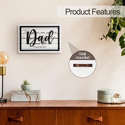 Dad Gifts from Daughter Son - Birthday Gifts for Dad, Christmas Gifts, Christian Gifts for Father, Religious Gifts for Men, Wooden Decorative Sign Plaque, Proverbs 20:7