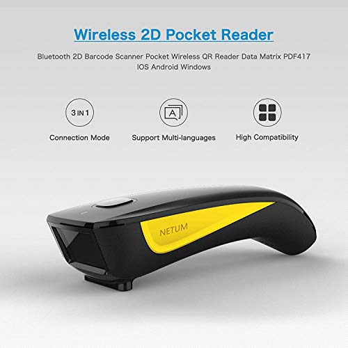 NETUM QR Code Scanner, Mini Barcode Scanner Bluetooth Compatible, Small Portable USB 1D 2D Bar Code Scanner for Inventory, 2.4G Cordless Image Reader for Tablet iPhone iPad Android iOS PC POS - C750