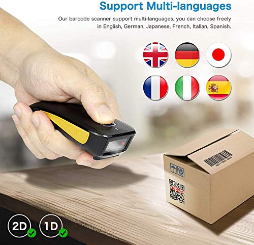 NETUM QR Code Scanner, Mini Barcode Scanner Bluetooth Compatible, Small Portable USB 1D 2D Bar Code Scanner for Inventory, 2.4G Cordless Image Reader for Tablet iPhone iPad Android iOS PC POS - C750