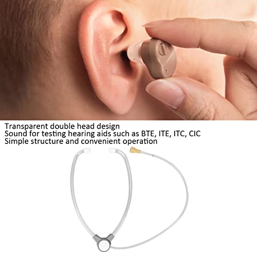 Hearing Aid Listening Stethoscope with Couple Used for Testing BTE, ITE, ITC, CIC, Stethoscope with Damping Home Double Head Sound Detection Earpiece