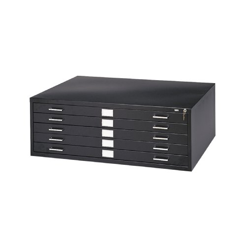 Safco Products Flat File for 36" W x 24" D Documents, 5-Drawer (Additional Options Sold Separately), Black