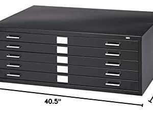 Safco Products Flat File for 36" W x 24" D Documents, 5-Drawer (Additional Options Sold Separately), Black