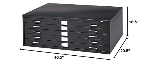 Safco Products Flat File for 36" W x 24" D Documents, 5-Drawer (Additional Options Sold Separately), Black