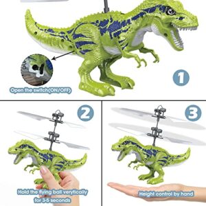 KPPIT Dinosaur Toys Upgraded Flying Toy Ball Infrared Induction RC Flying Ball Toy for Kids Boys Girls Gifts LED Light Helicopter Flying Drone Indoor and Outdoor Games Toys for 8 9 10 11 12+ Year Old