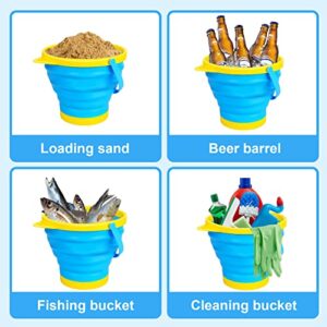 TOY Life Collapsible Beach Toys for Kid Toddler with 3 Shell Collecting Bag, Sand Toys for Toddler Kid with Collapsible Sand Bucket Shovel, Travel Sandbox Toy for Kid Toddler for Age 3-4-5-6-8-10