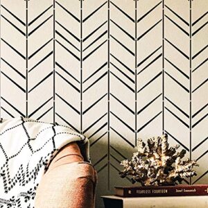 pinkipo® 【2 pack】, herringbone shuffle, large wall stencil, modern geometric wall stencils for painting, stencils for walls, chevron wall stencil pattern