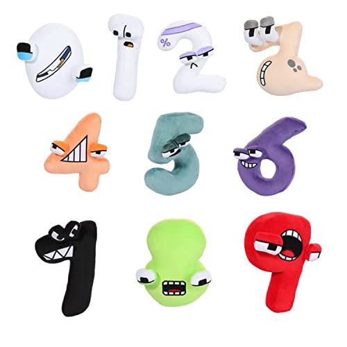 10pcs Number Plush Lore Toys， Alphabet Plush Lore Animal Toys, Fun Alphabet Stuffed Lore Plush Figure,Suitable for Gift Giving Fans