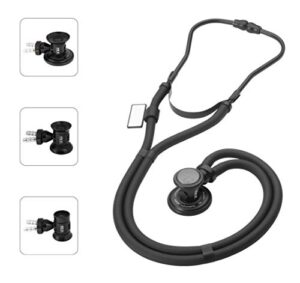 mdf sprague rappaport dual head stethoscope with adult, pediatric, infant convertible chestpiece - all black (mdf767-bo)