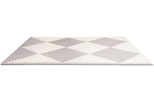 Skip Hop Baby Play Mat, Interlocking Foam Floor Tiles, 70" x 56", Playspot, Grey/Cream