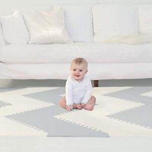 Skip Hop Baby Play Mat, Interlocking Foam Floor Tiles, 70" x 56", Playspot, Grey/Cream