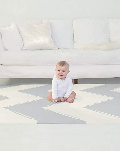 Skip Hop Baby Play Mat, Interlocking Foam Floor Tiles, 70" x 56", Playspot, Grey/Cream