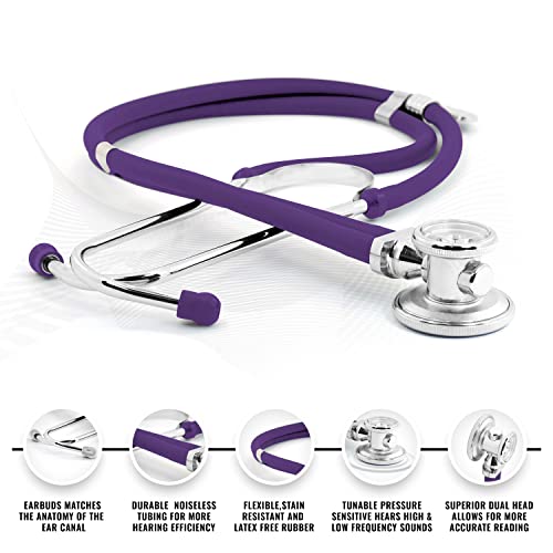 ASA TECHMED Nurse EMT Starter Pack Stethoscope, Blood Pressure Monitor and Trauma 7.5" EMT Shear Ideal Gift for Nurses, Medical Students, Firefighters, Police and Personal Use (Purple)