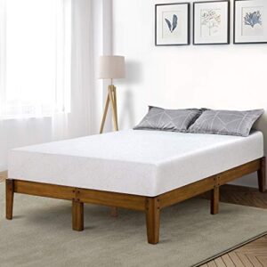 primasleep 14 inch solid wood platform bed frame, queen, light brown