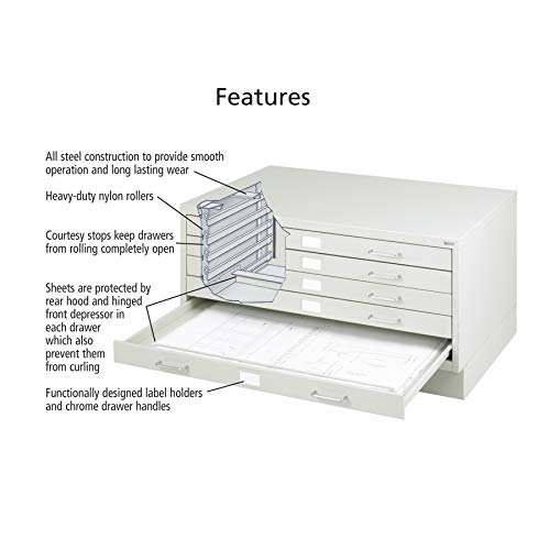 Safco Products 4969LG Facil Steel Flat File, Small (Optional Base Sold Separately), Light Gray