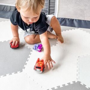 Baby Brielle Soft Non-Toxic Extra Thick Interlocking Hexagon Tile Foam for Babies and Toddlers - Exercise Mats for Crawling, Playing Grey & White Floor Mat for Nursery, Play Room - 48”x72”, 38 Pieces