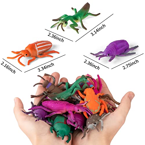 Niskaqsn 12 Pack Color Changing Insect Toys,Change Color Bug Toys,Floating and Stretchable Bath Toys fosr Kid,Insect Figurines Toys for Halloween Goody Bag Filler,Easter Egg Fillers,Carnival Prize