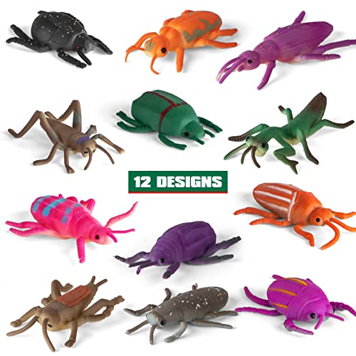 Niskaqsn 12 Pack Color Changing Insect Toys,Change Color Bug Toys,Floating and Stretchable Bath Toys fosr Kid,Insect Figurines Toys for Halloween Goody Bag Filler,Easter Egg Fillers,Carnival Prize