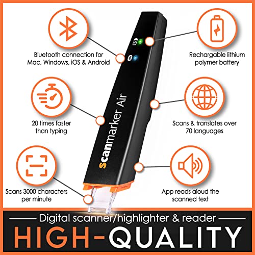 Scanmarker Air Pen Scanner - OCR Digital Highlighter and Reader - Wireless (Black, Scanmarker Air)