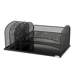 safco products onyx mesh 3 sorter/3 tray desktop organizer 3254bl, black powder coat finish, durable steel mesh construction