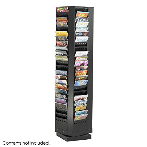 Safco Products 4325BL Steel Rotary Magazine Rack, 92 Pocket, Black