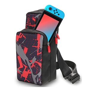 lycebell travel bag for nintendo switch, portable shoulder bag backpack for nintendo switch accessories console dock charger ipad joy&con grip (black)