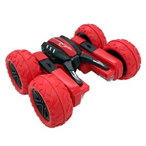 Threeking RC Rotating Stunt Cars Flowering Remote Control Car Toys with Lights Double-Sided Driving 360-degree Flips Rotating Car Toy, Red