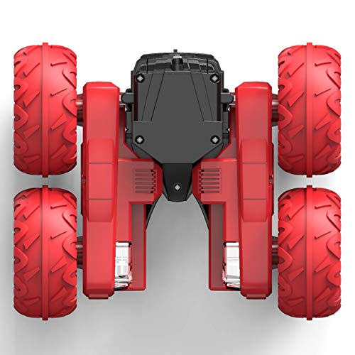 Threeking RC Rotating Stunt Cars Flowering Remote Control Car Toys with Lights Double-Sided Driving 360-degree Flips Rotating Car Toy, Red