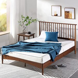 zinus linda mid century wood platform bed frame / solid wood foundation / wood slat support / no box spring needed / easy assembly, full