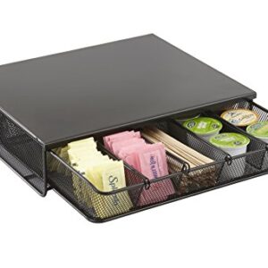 Safco Products 3274BL Onyx Mesh Hospitality Organizer, 1 Drawer, Black, 12 ½"W x 11 ¼"D x 3 ¼"H