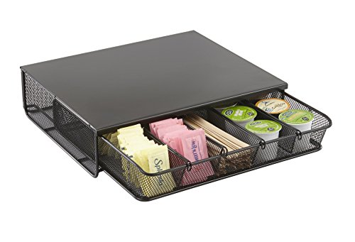 Safco Products 3274BL Onyx Mesh Hospitality Organizer, 1 Drawer, Black, 12 ½"W x 11 ¼"D x 3 ¼"H