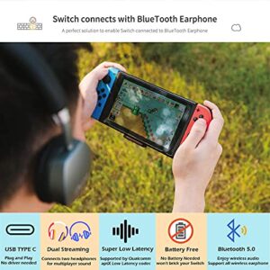 GuliKit Route Air Pro Bluetooth Adapter for Nintendo Switch/Switch OLED/Switch Lite PS4 PC, Bluetooth Wireless Audio Transmitter with aptX LL, Support in-Game Voice Chat, Connect Bluetooth Headphones